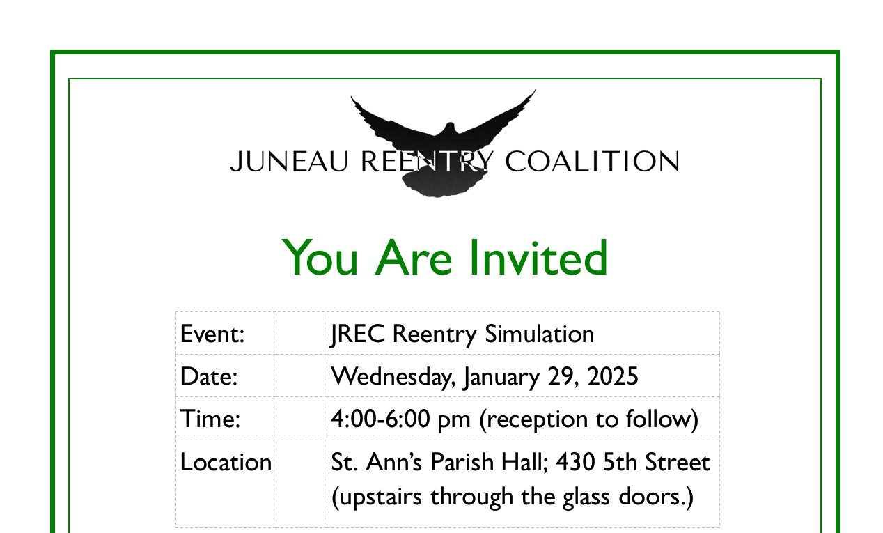 Juneau Reentry Simulation Invitation - The Juneau Reentry Coalition